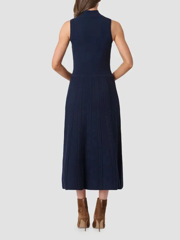 Shoshanna Car Cotton-wool Midi Dress - Navy