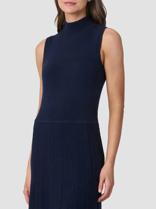 Shoshanna Car Cotton-wool Midi Dress - Navy