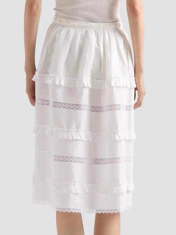 Prada Embroidered Linen Skirt