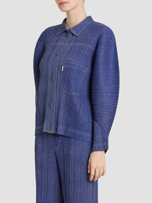 Issey Miyake Denim-look Plissé Jacket