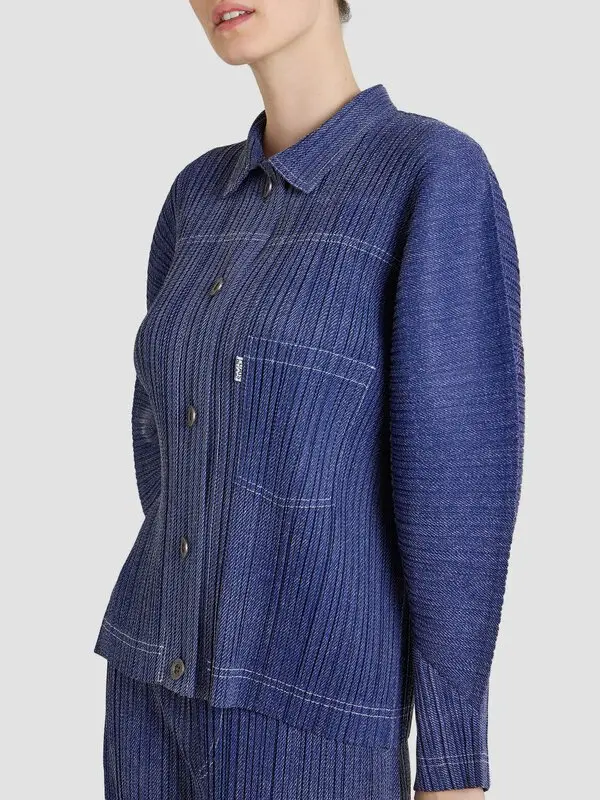 Issey Miyake Denim-look Plissé Jacket