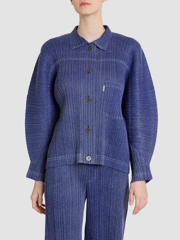 Issey Miyake Denim-look Plissé Jacket