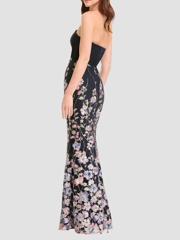 Dress The Population Fernanda Embroidered Strapless Gown