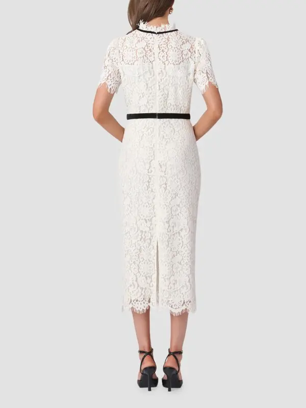 Shoshanna Elyse Lace Velve Ribbon Midi Dress