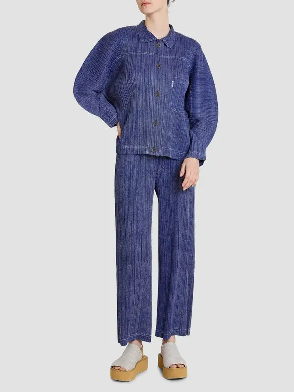 Issey Miyake Denim-look Plissé Pants