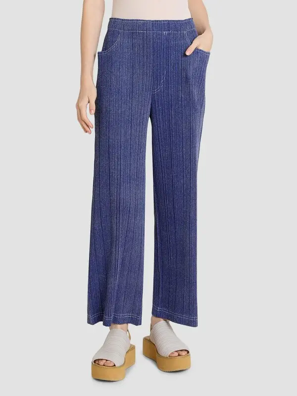 Issey Miyake Denim-look Plissé Pants
