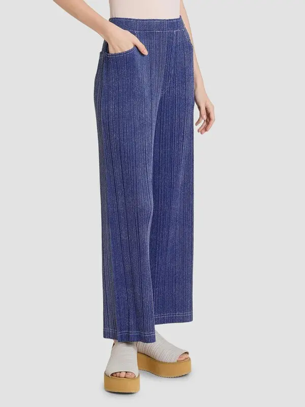 Issey Miyake Denim-look Plissé Pants