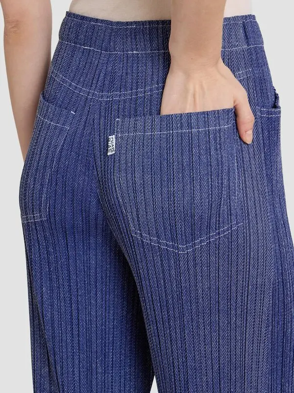 Issey Miyake Denim-look Plissé Pants