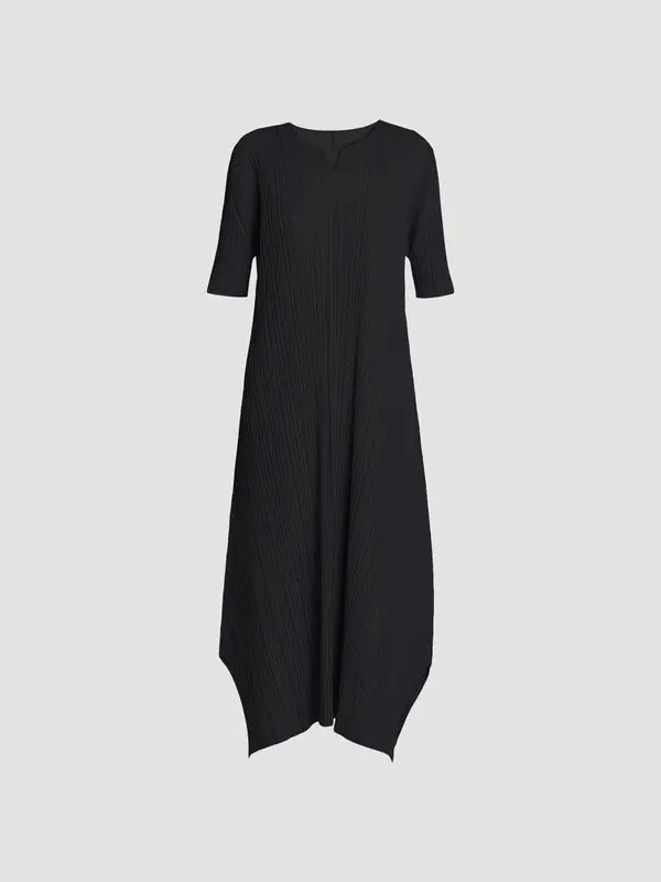 Issey Miyake Mellow Pleats Balloon Midi-dress - Black