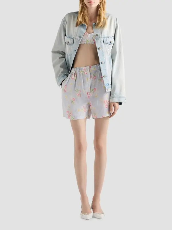 Prada Floral Print Old Linen Shorts