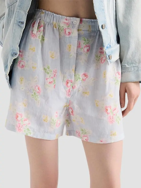 Prada Floral Print Old Linen Shorts