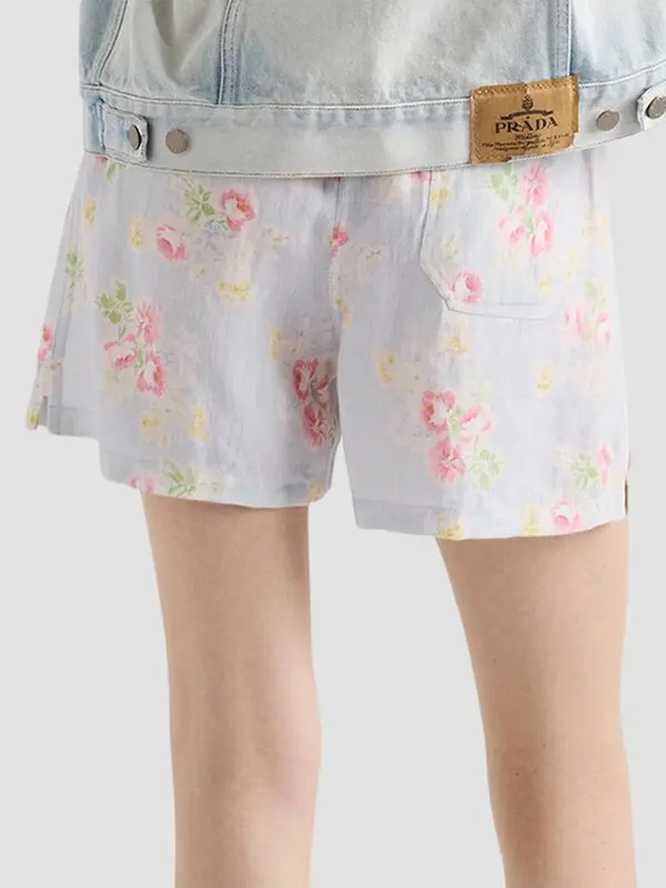 Prada Floral Print Old Linen Shorts