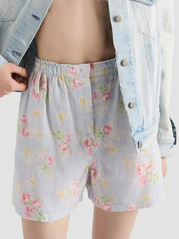 Prada Floral Print Old Linen Shorts