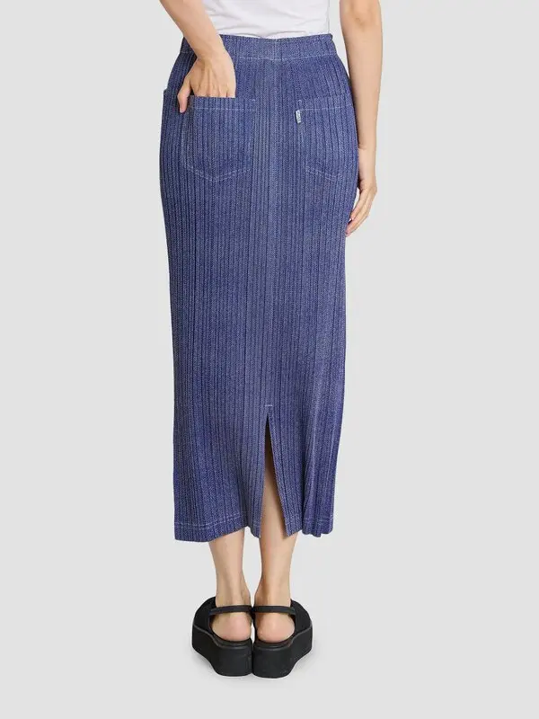 Issey Miyake Denim-look Plissé Midi-skirt