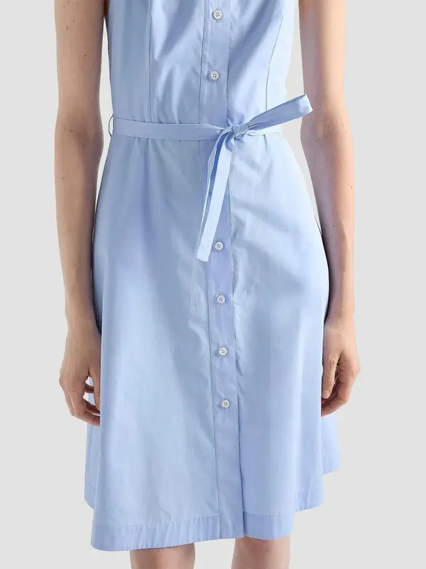 Prada Embroidered Poplin Shirt Dress - Blue