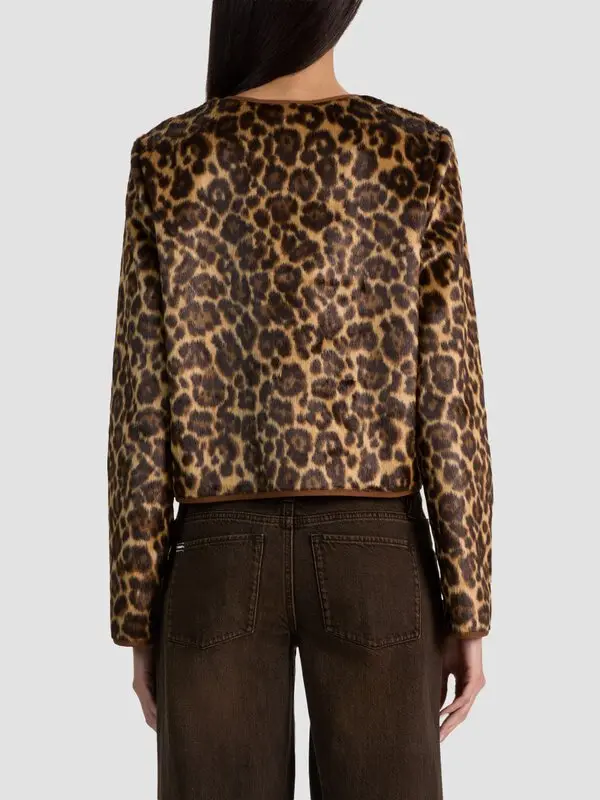 Alice + Olivia Alma Leopard Print Faux-fur Cardigan