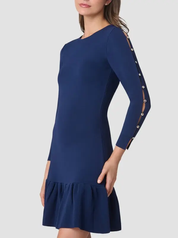 Shoshanna Jace Embellished Slit-sleeve Mini Dress