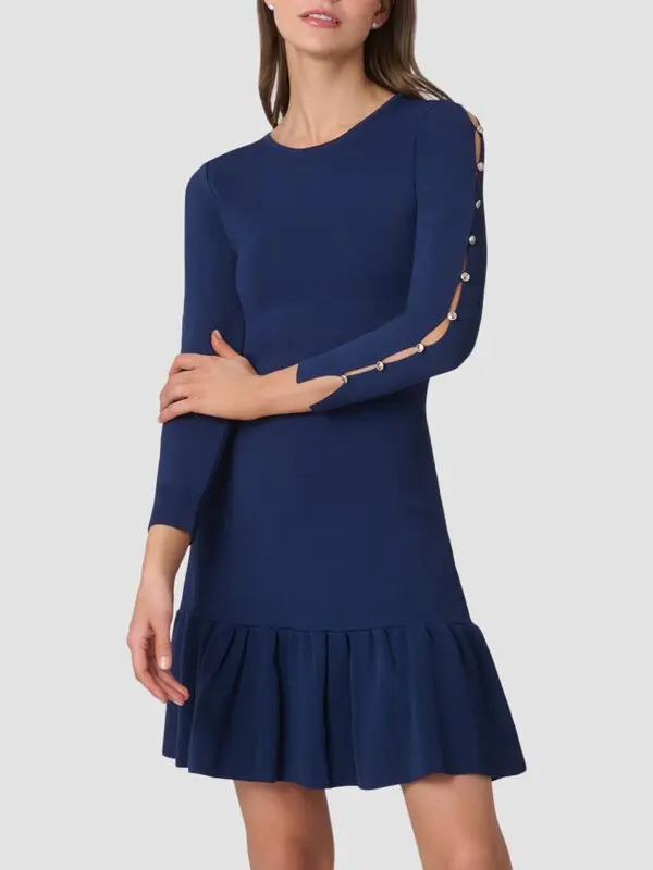 Shoshanna Jace Embellished Slit-sleeve Mini Dress