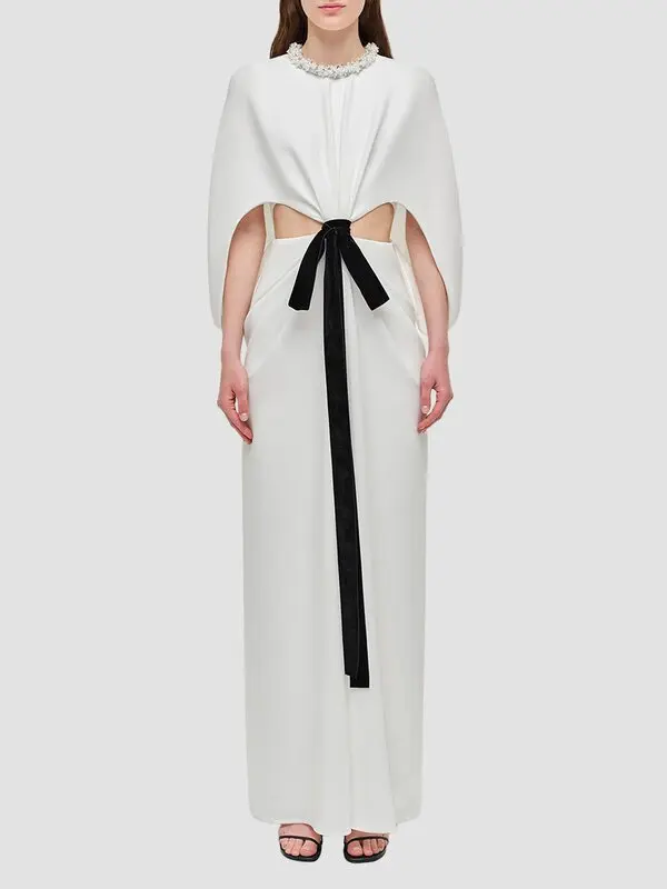 Simkhai Annette Tie-waist Cape Gown