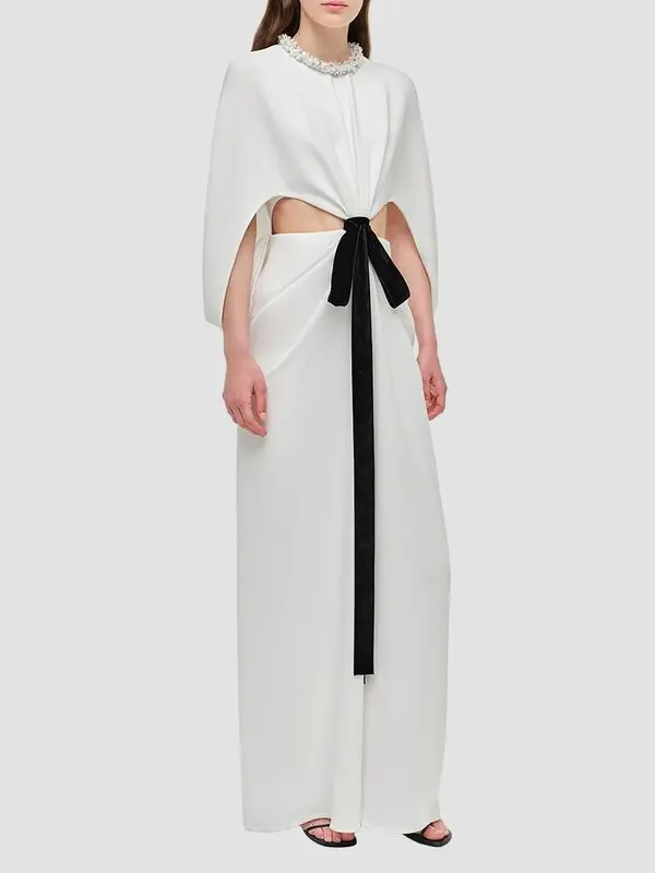 Simkhai Annette Tie-waist Cape Gown