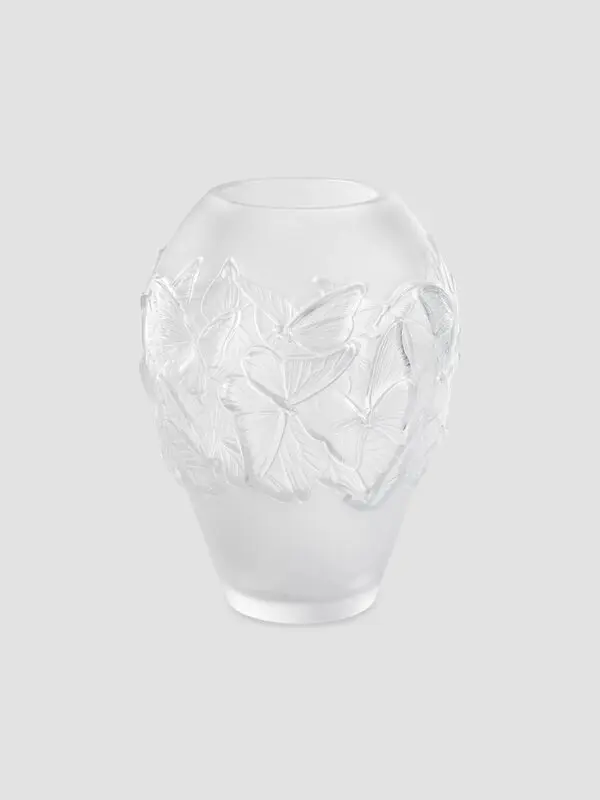 Lalique Papillons Crystal Vase - Clear