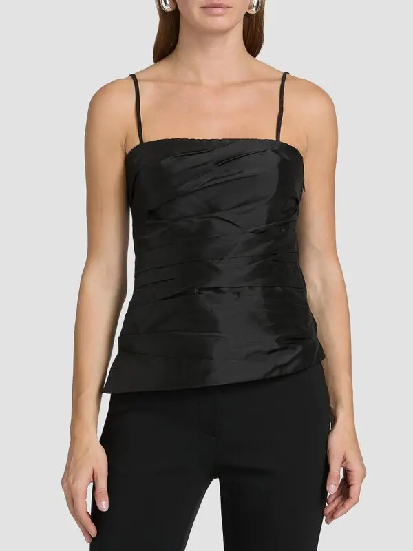 Simkhai Emerson Gathered Satin Bustier Top