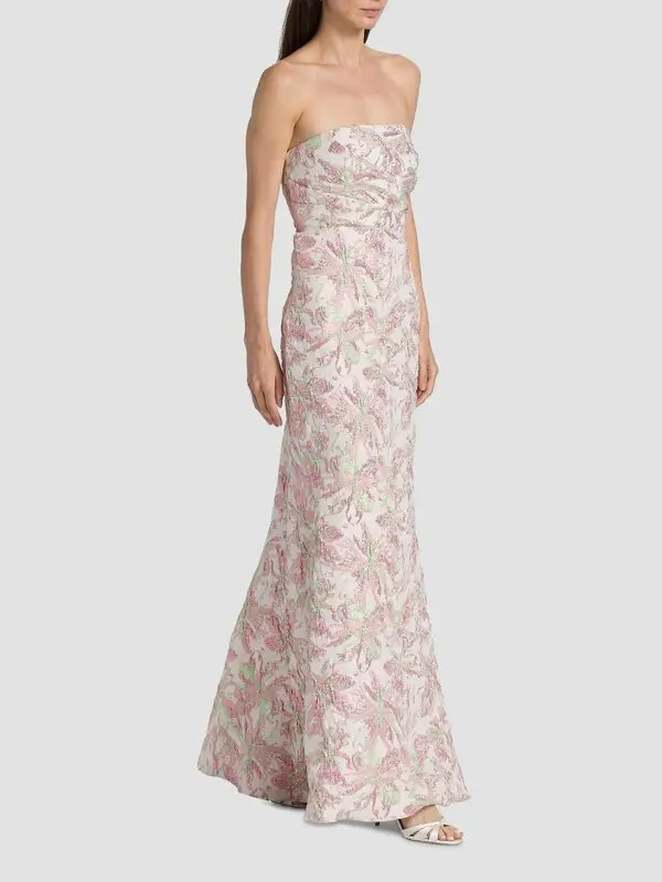 Badgley Mischka Floral Jacquard Gown