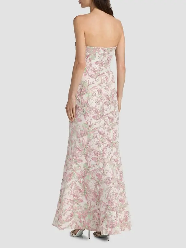 Badgley Mischka Floral Jacquard Gown