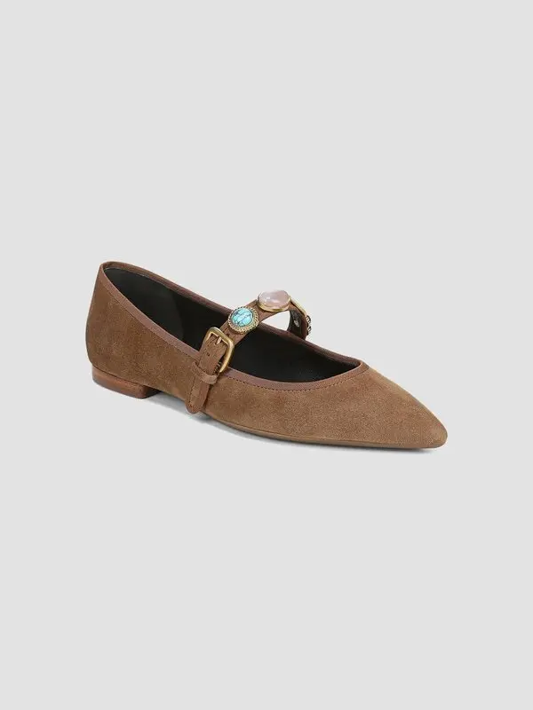 Veronica Beard Selene Charms Suede Ballerina Flats