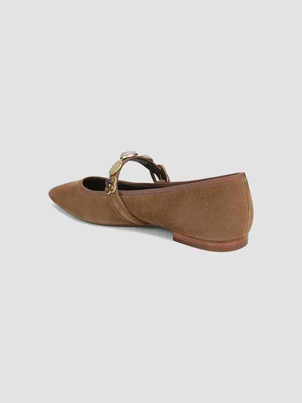Veronica Beard Selene Charms Suede Ballerina Flats