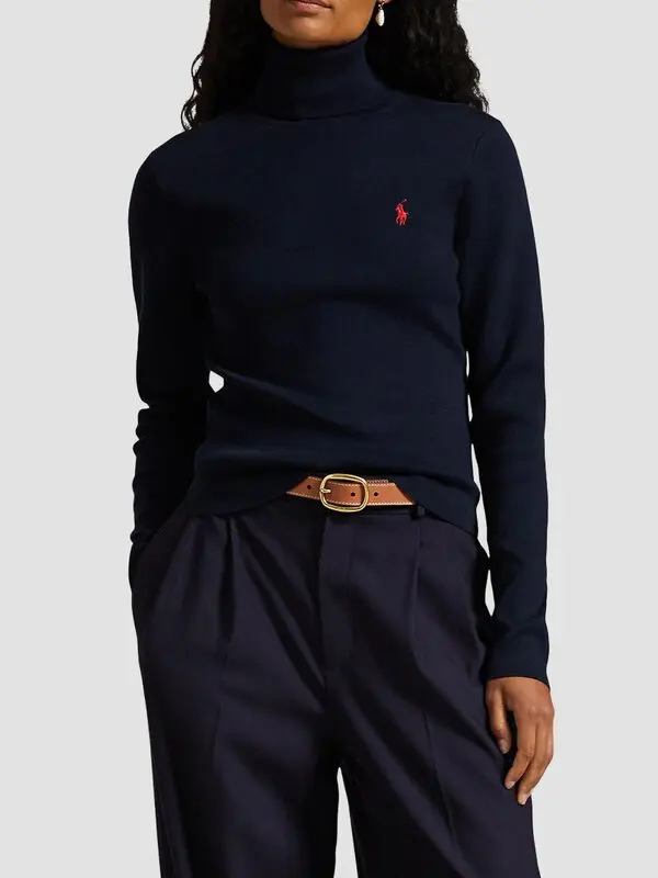 Polo Ralph Lauren Logo Stretch Cotton-blend Turtleneck Sweater