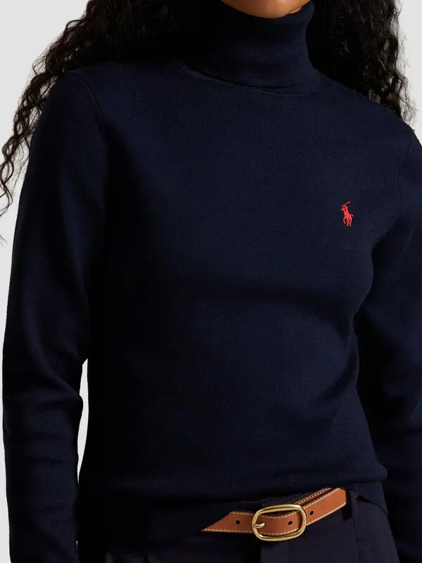 Polo Ralph Lauren Logo Stretch Cotton-blend Turtleneck Sweater