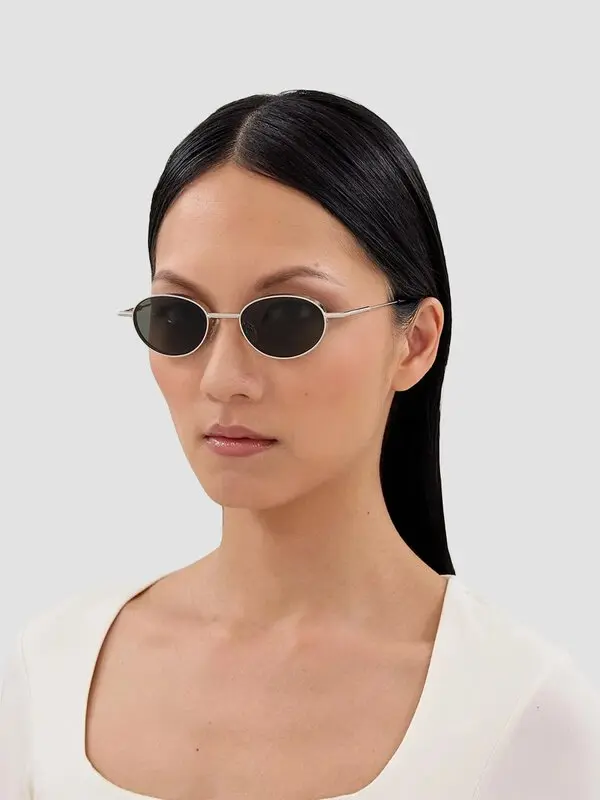 Alexander McQueen Metal T-bar 50mm Oval Sunglasses