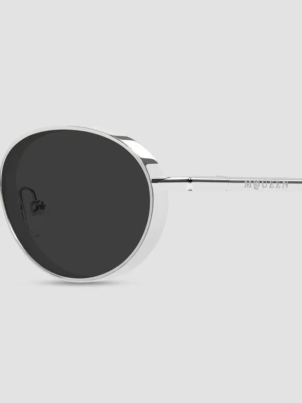 Alexander McQueen Metal T-bar 50mm Oval Sunglasses - Silver