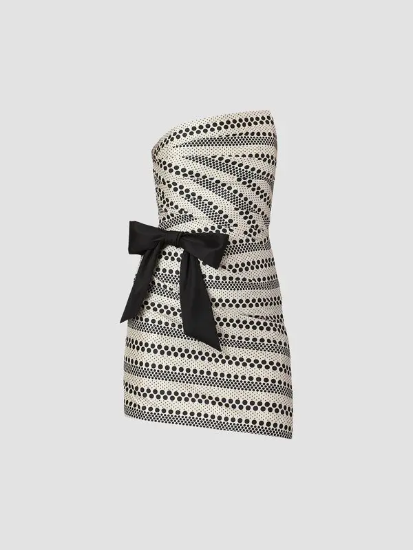 Shoshanna Shelley Geometric-pattern Bow Strapless Mini Dress