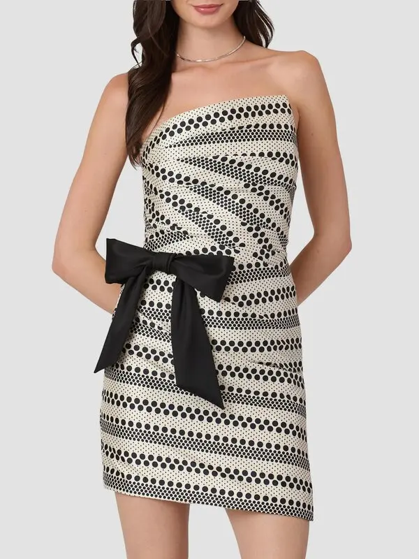 Shoshanna Shelley Geometric-pattern Bow Strapless Mini Dress