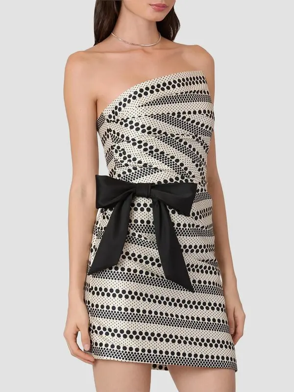 Shoshanna Shelley Geometric-pattern Bow Strapless Mini Dress
