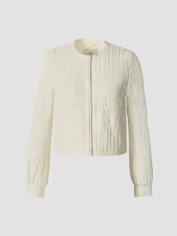Soia & Kyo Reita Floral Quilted Bomber Jacket - Sidewalk Chalk