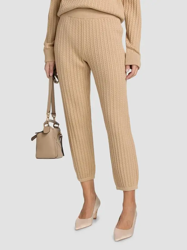 Simkhai Cable-knit Cotton-cashmere Crop Joggers