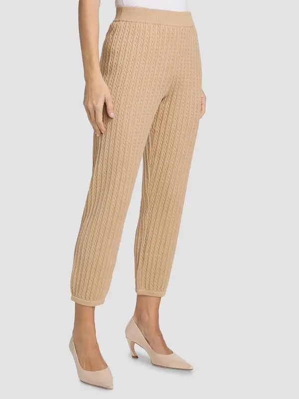 Simkhai Cable-knit Cotton-cashmere Crop Joggers