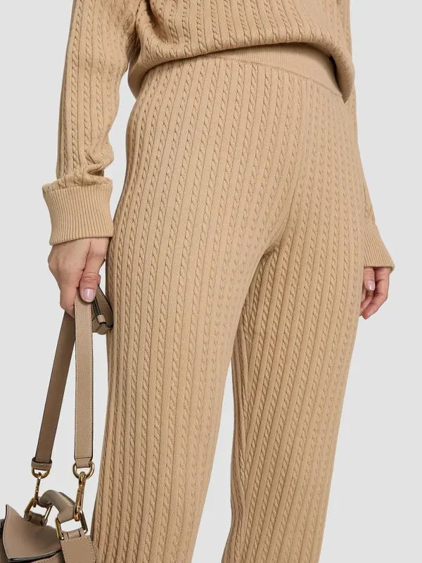 Simkhai Cable-knit Cotton-cashmere Crop Joggers