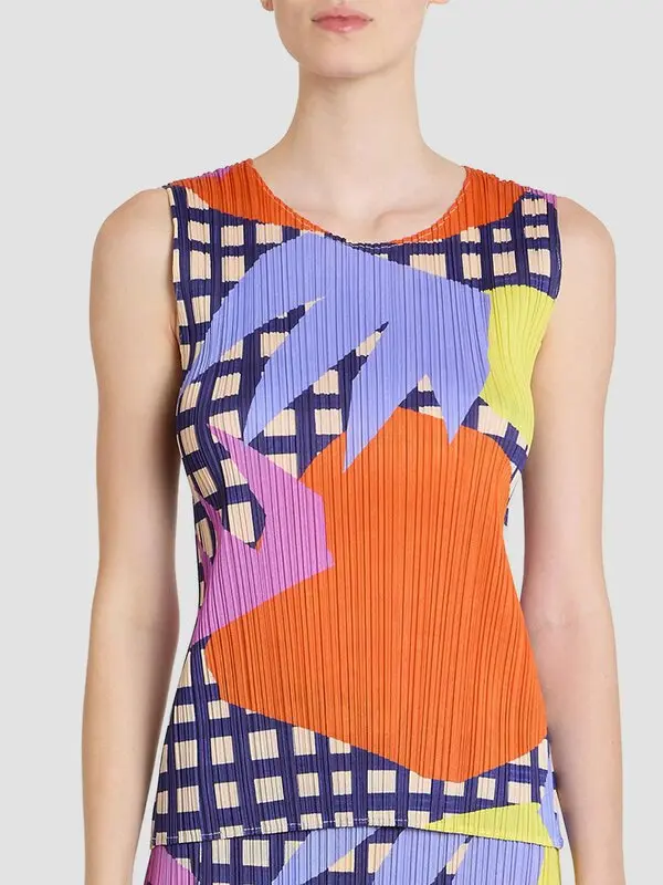 Issey Miyake Market Printed Pleated Top