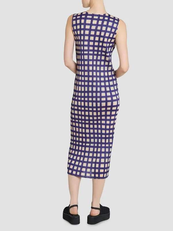 Issey Miyake Basket Printed Plissé Midi-dress