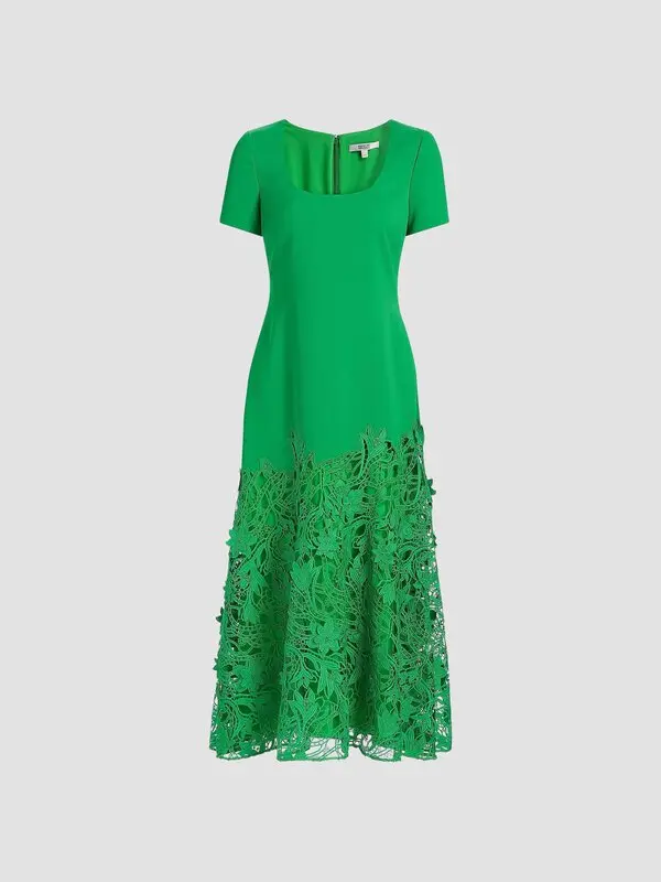 Badgley Mischka Crepe Guipure Lace Cocktail Dress