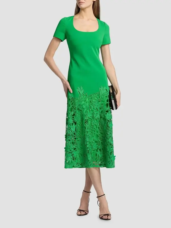 Badgley Mischka Crepe Guipure Lace Cocktail Dress