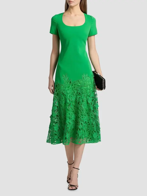 Badgley Mischka Crepe Guipure Lace Cocktail Dress
