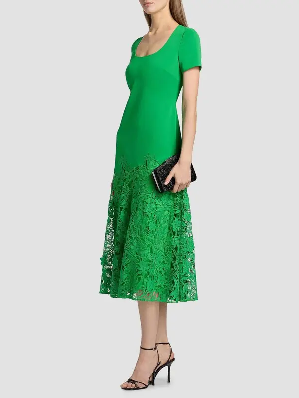 Badgley Mischka Crepe Guipure Lace Cocktail Dress