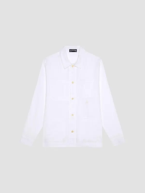 Vilebrequin Linen Turtle Embroidery Shirt