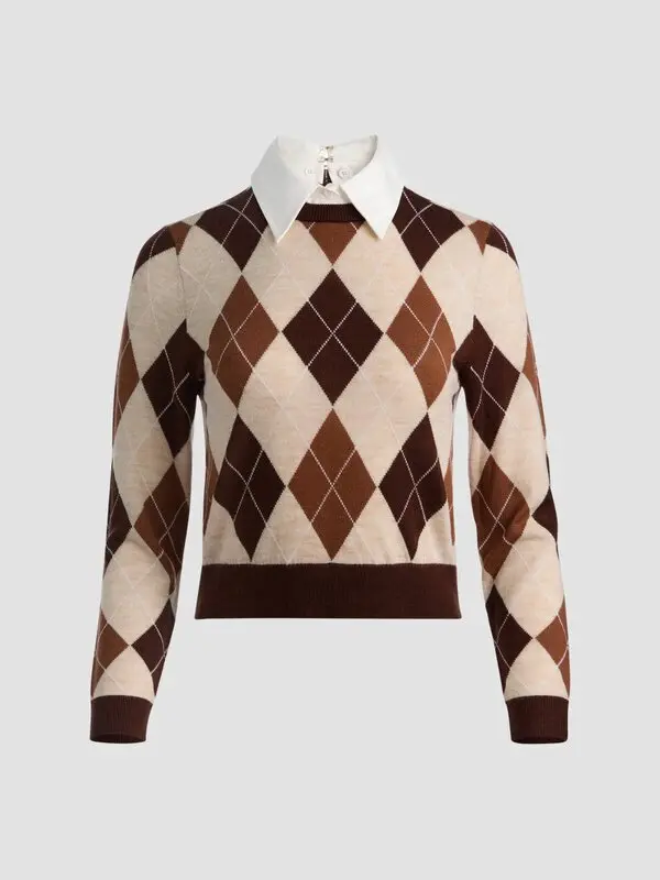 Alice + Olivia Carolann Argyle Wool Pullover Sweater