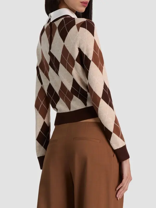 Alice + Olivia Carolann Argyle Wool Pullover Sweater